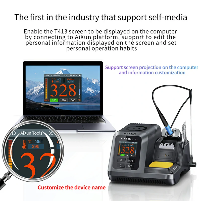 T413 200W Integrated Smart Soldering Station Compatible with T245/T225 Handle_AiXun