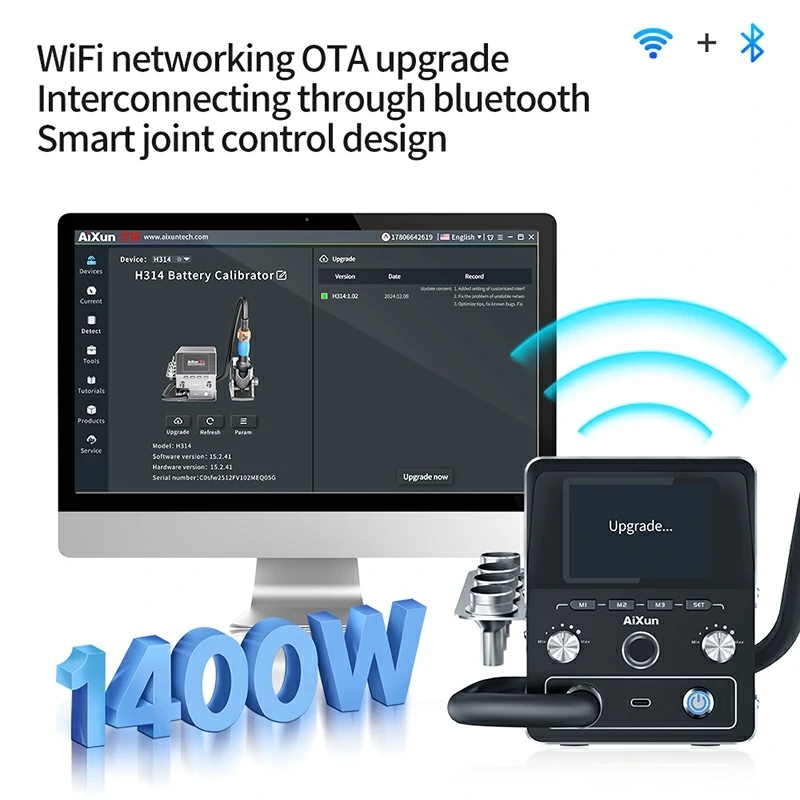 H314 1400W Smart Hot Air Rework Station Heating Intelligent Rework ...